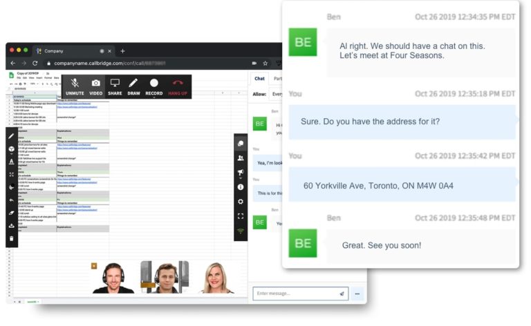 Online-Meeting-Chat | Callbridge Beste Web-Meeting-Software